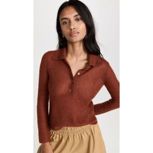 Vince | Sweaters | Vince Rust Mohair Wool Blend Sweater Polo Collar Xs ...
